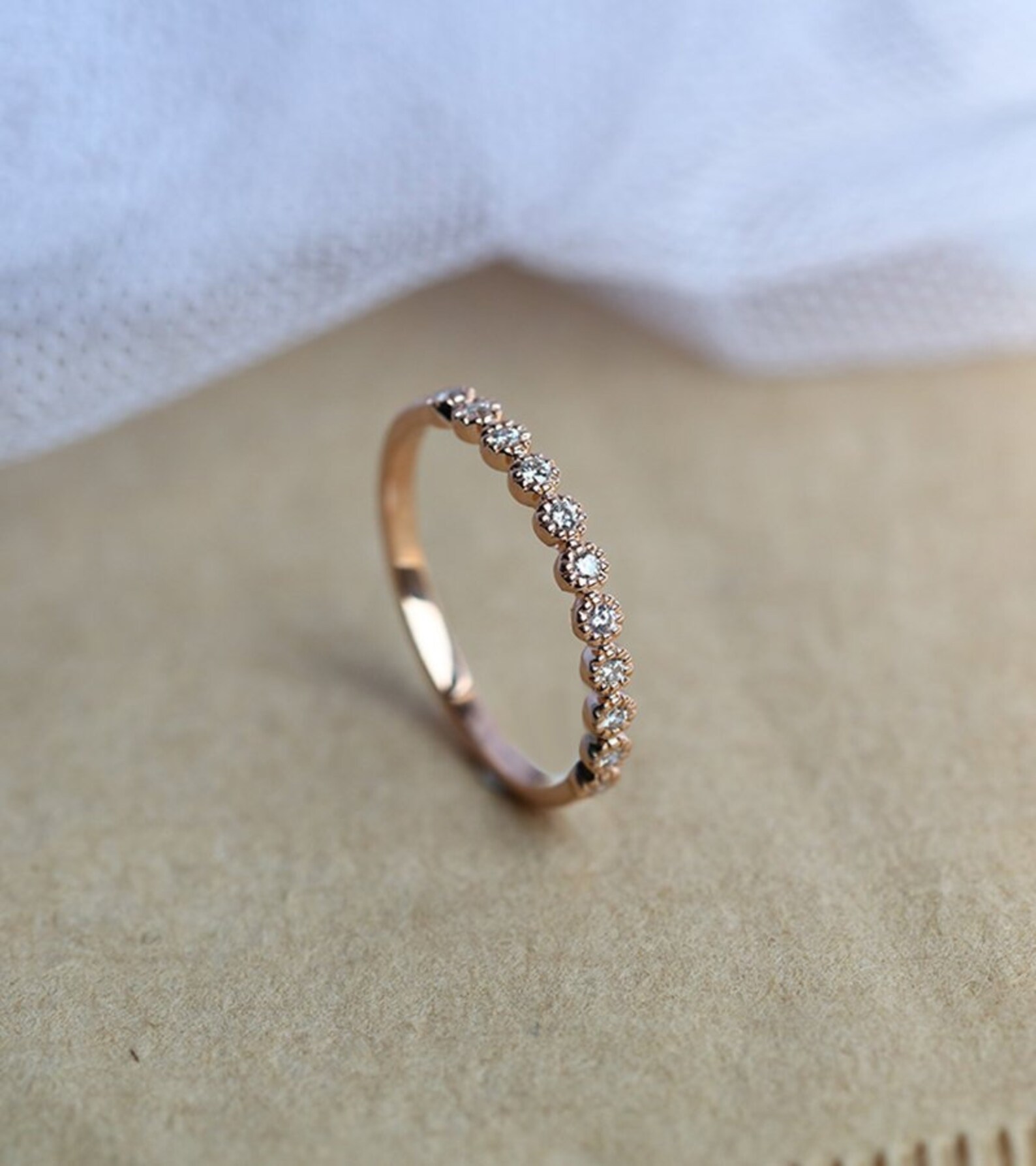 Rose Gold CZ Ring Rose Gold Half Eternity Ring Rose Gold - Etsy