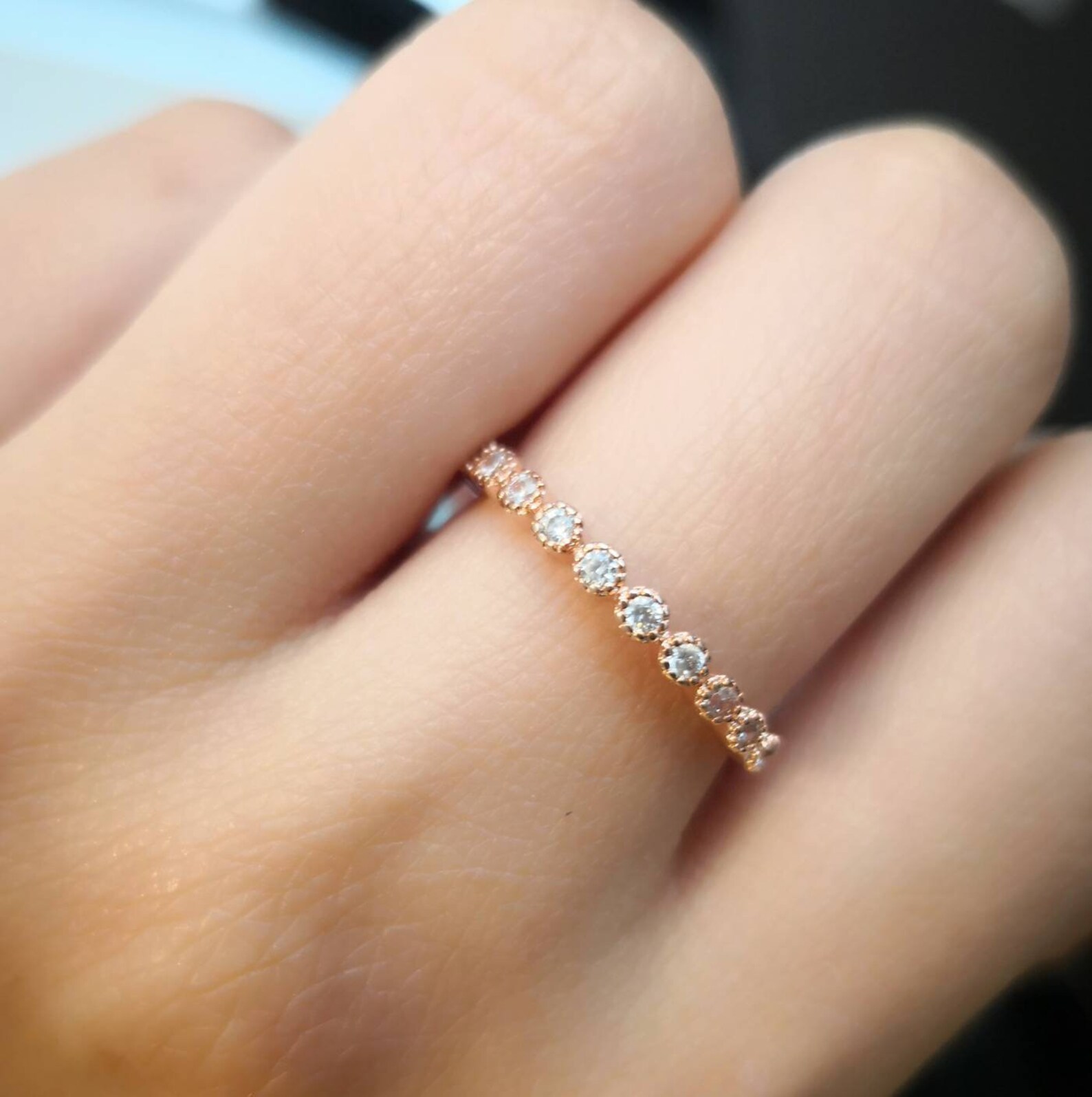 Rose Gold CZ Ring Rose Gold Half Eternity Ring Rose Gold - Etsy