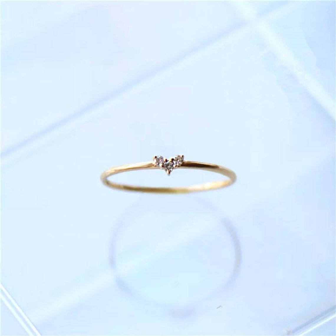 Dainty Heart Ring Zirconia Heart Ring Minimalist Heart Ring - Etsy