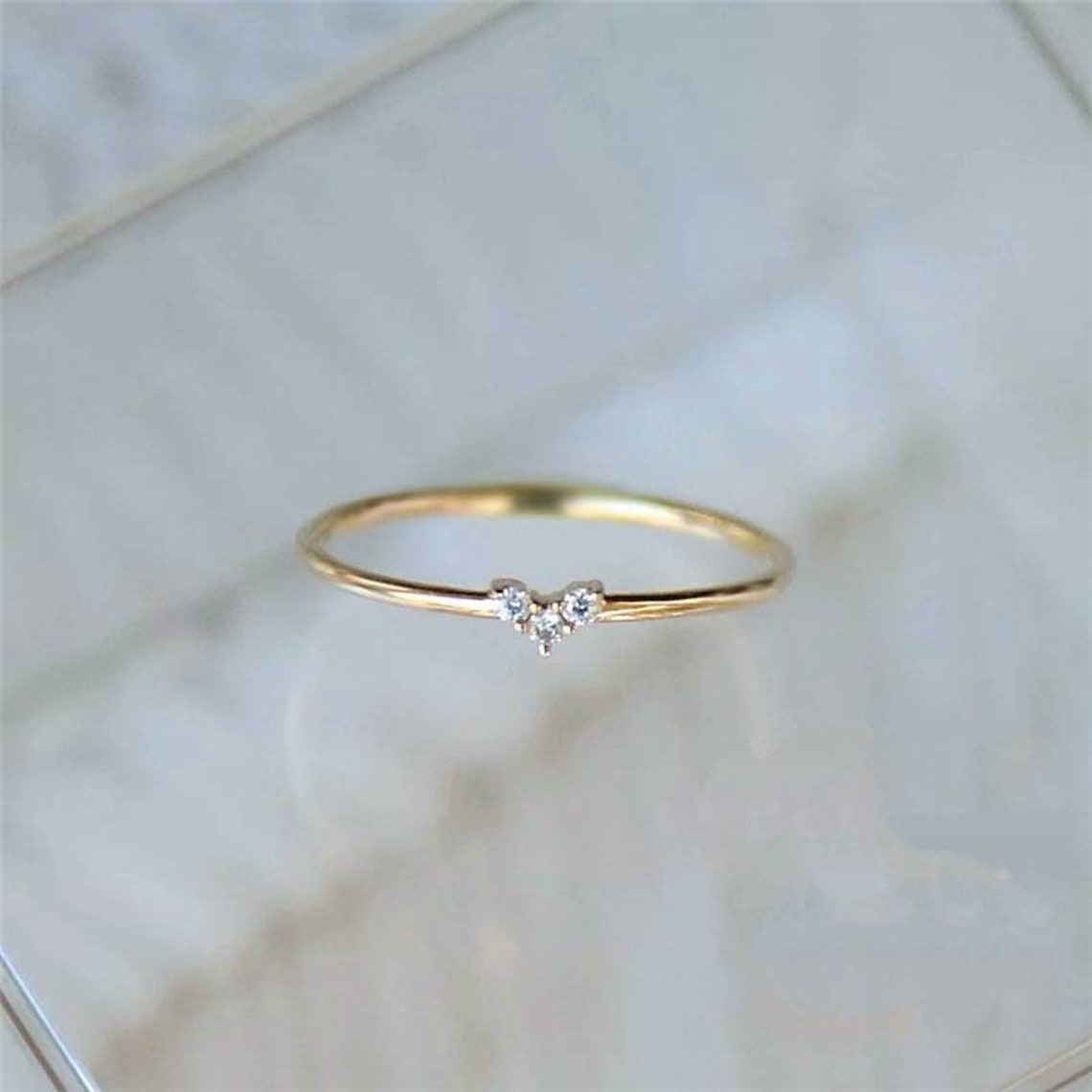 Dainty Heart Ring Zirconia Heart Ring Minimalist Heart Ring - Etsy