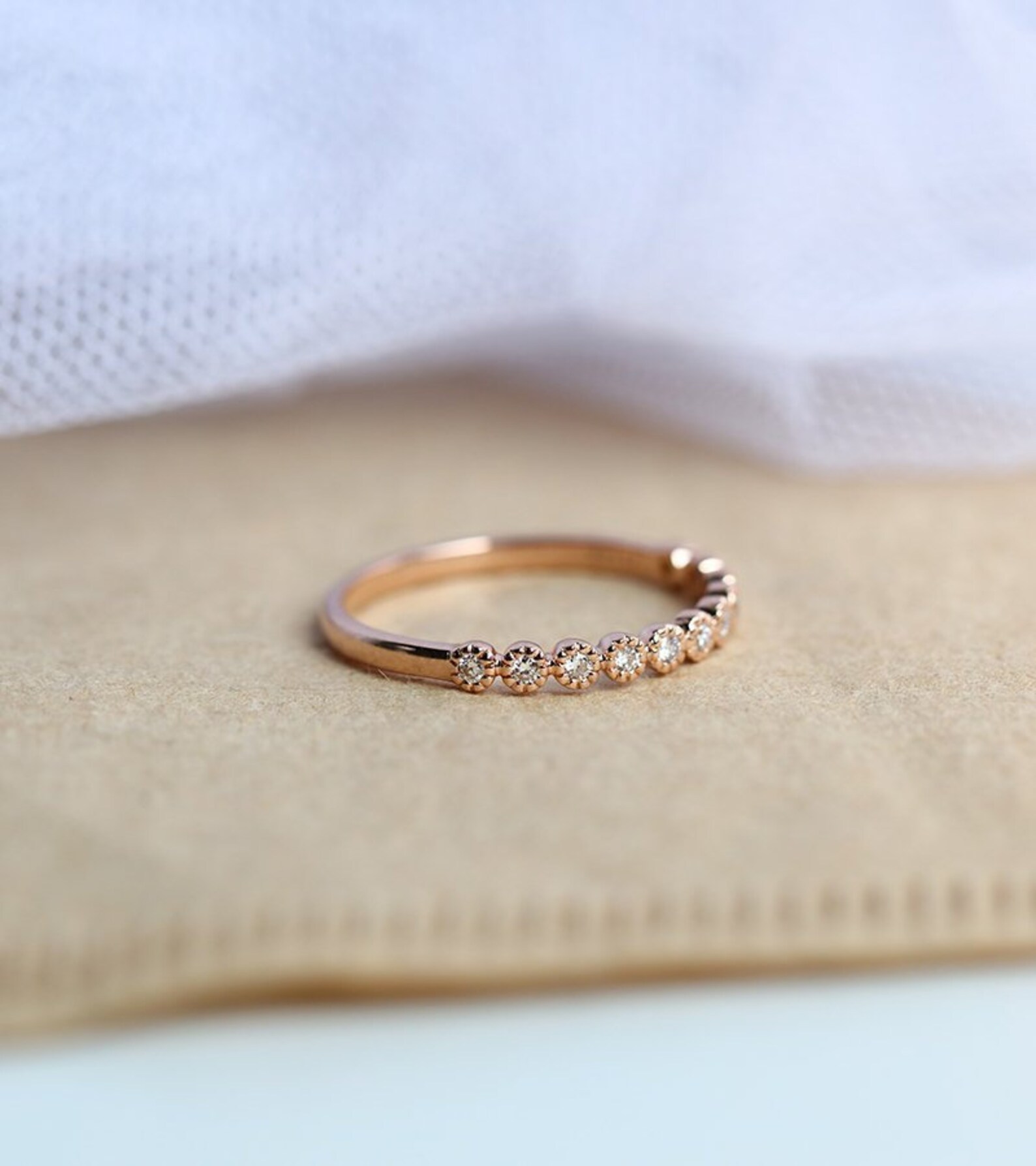 Rose Gold CZ Ring Rose Gold Half Eternity Ring Rose Gold - Etsy