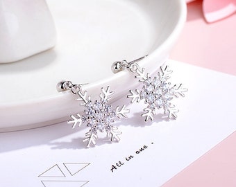 Snowflake Stud Earrings - Etsy