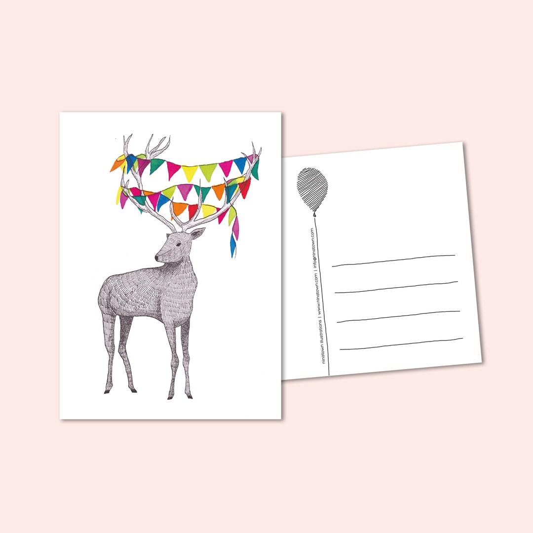 Party Animal Deer Congratulations Greeting Card. Illustrative ...