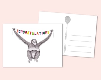 Party Animal Deer Congratulations Greeting Card. Illustrative | Etsy