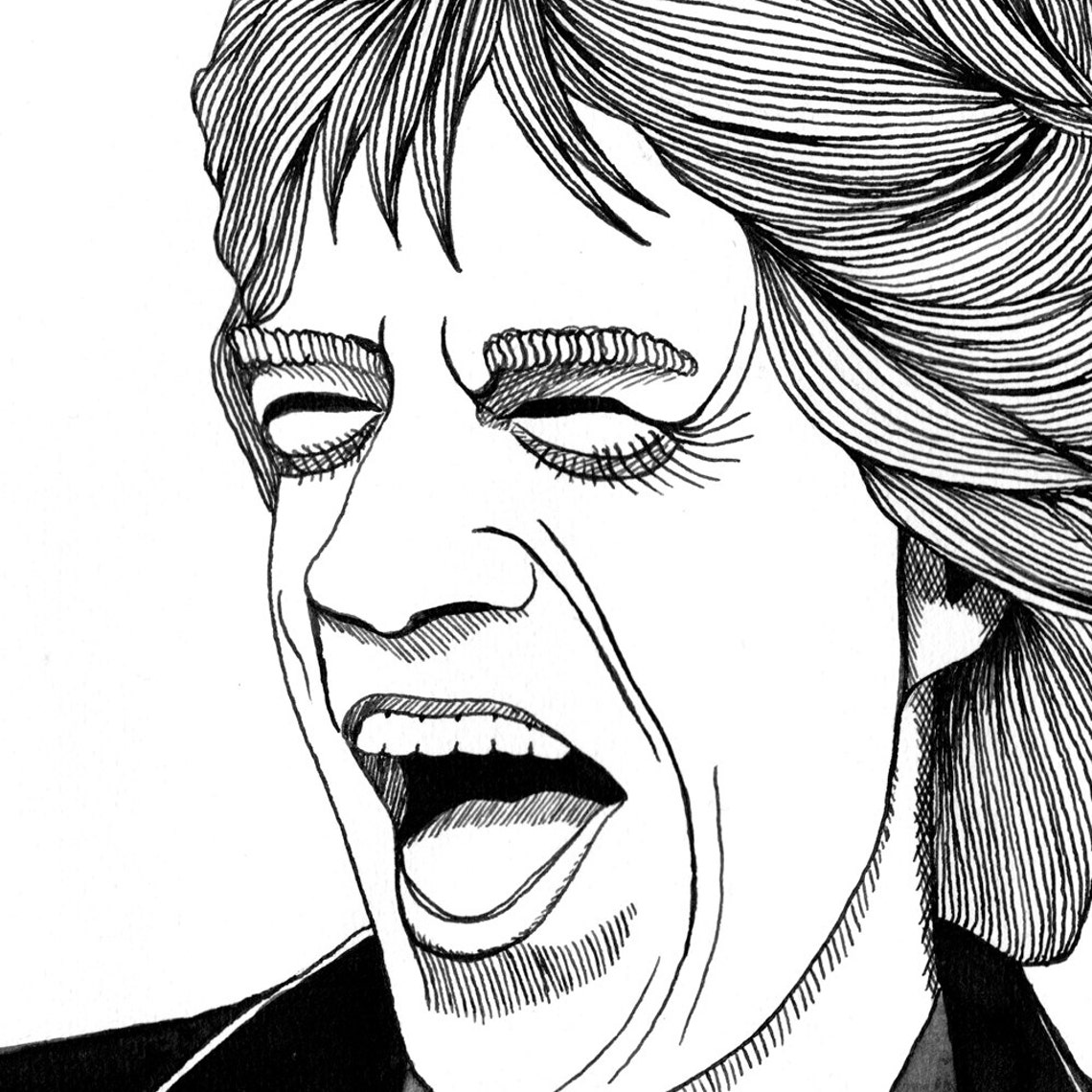 Illustrated Portrait of Mick Jagger in Black and White A4 - Etsy