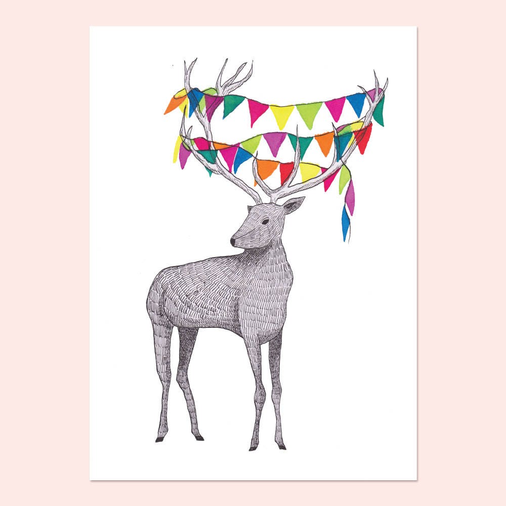 Party Animal Deer Congratulations Greeting Card. Illustrative ...