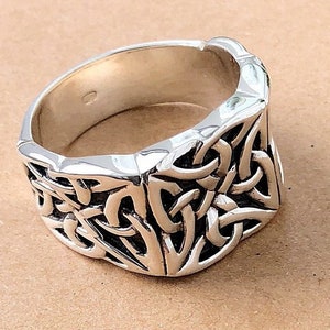 Celtic knot ring mens 925 sterling silver signet heavy | Etsy