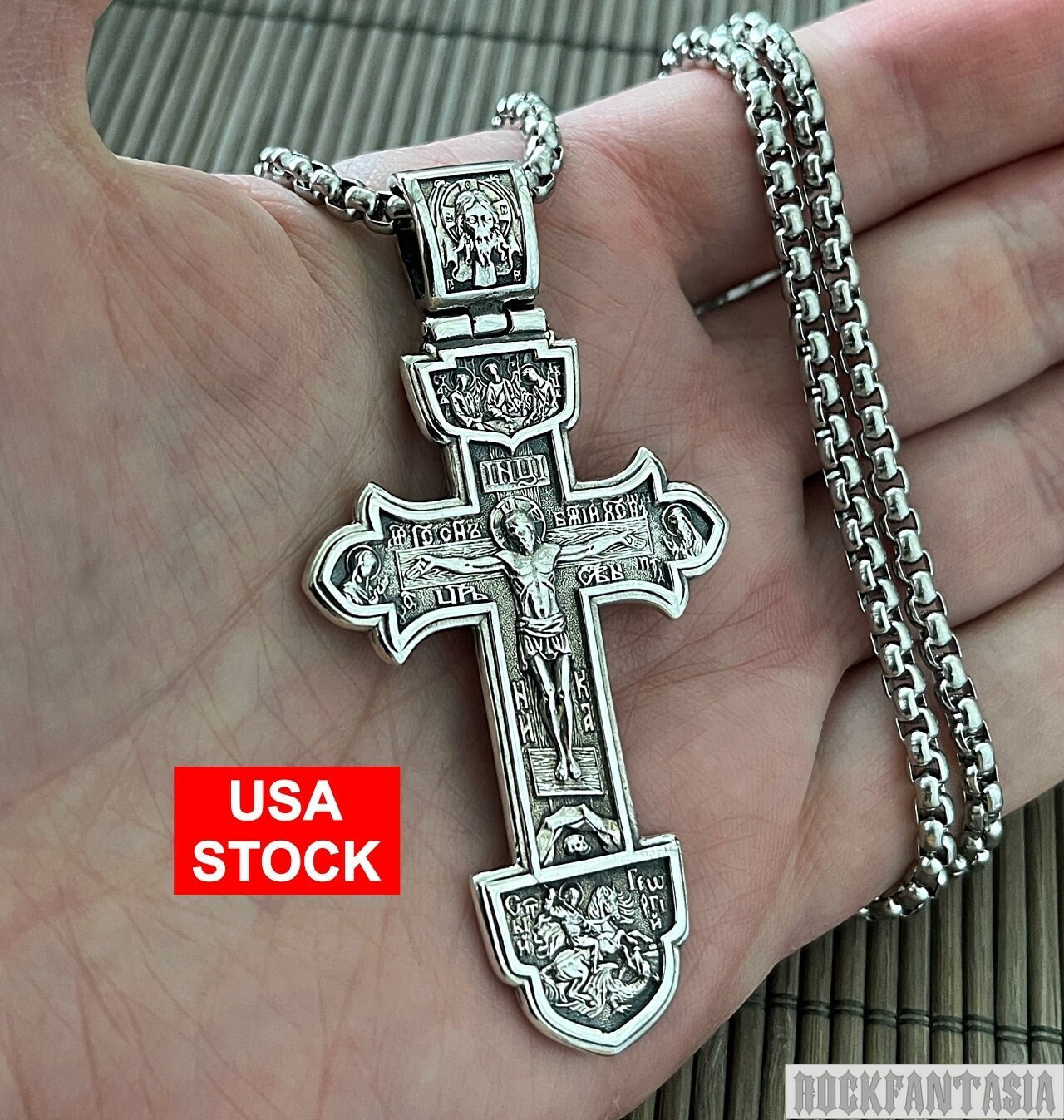 Christian Orthodox Crucifix Greek Jesus Cross Pendant Sterling - Etsy