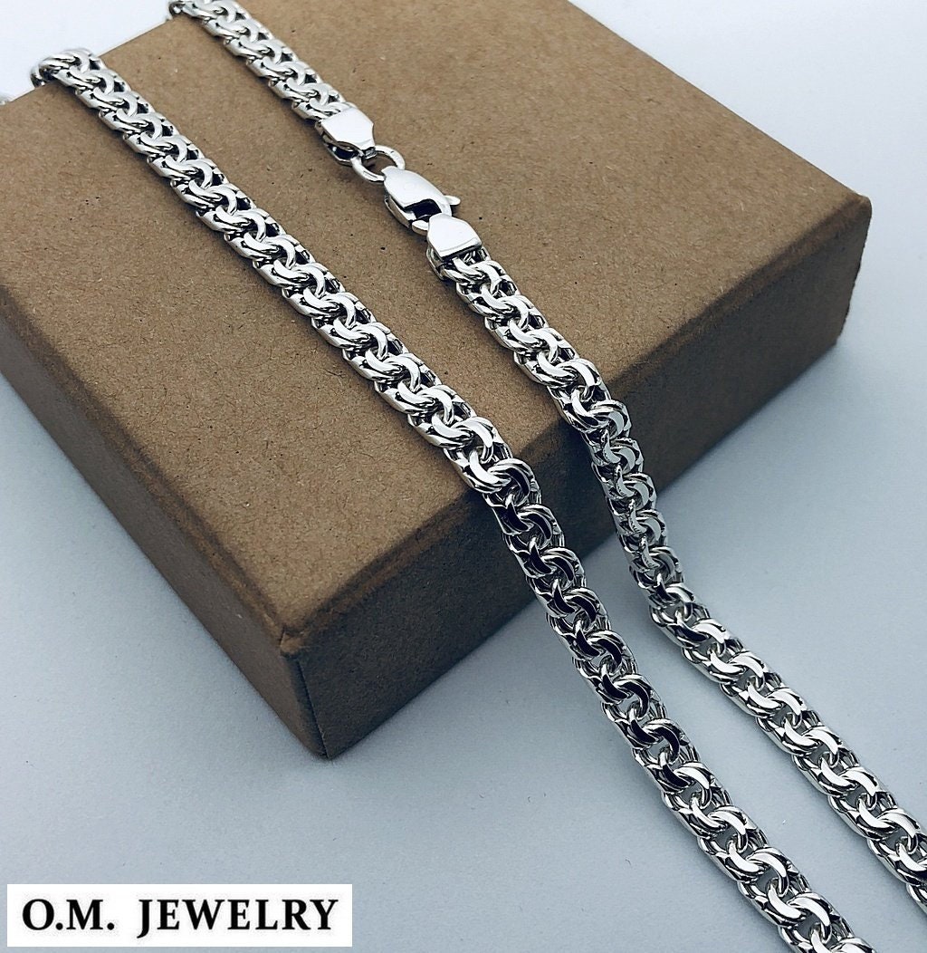 Woven byzantine solid 925 sterling silver necklace chain mens | Etsy