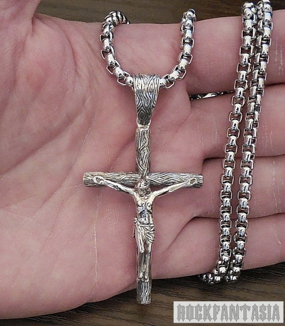 Jesus cross chain silver store