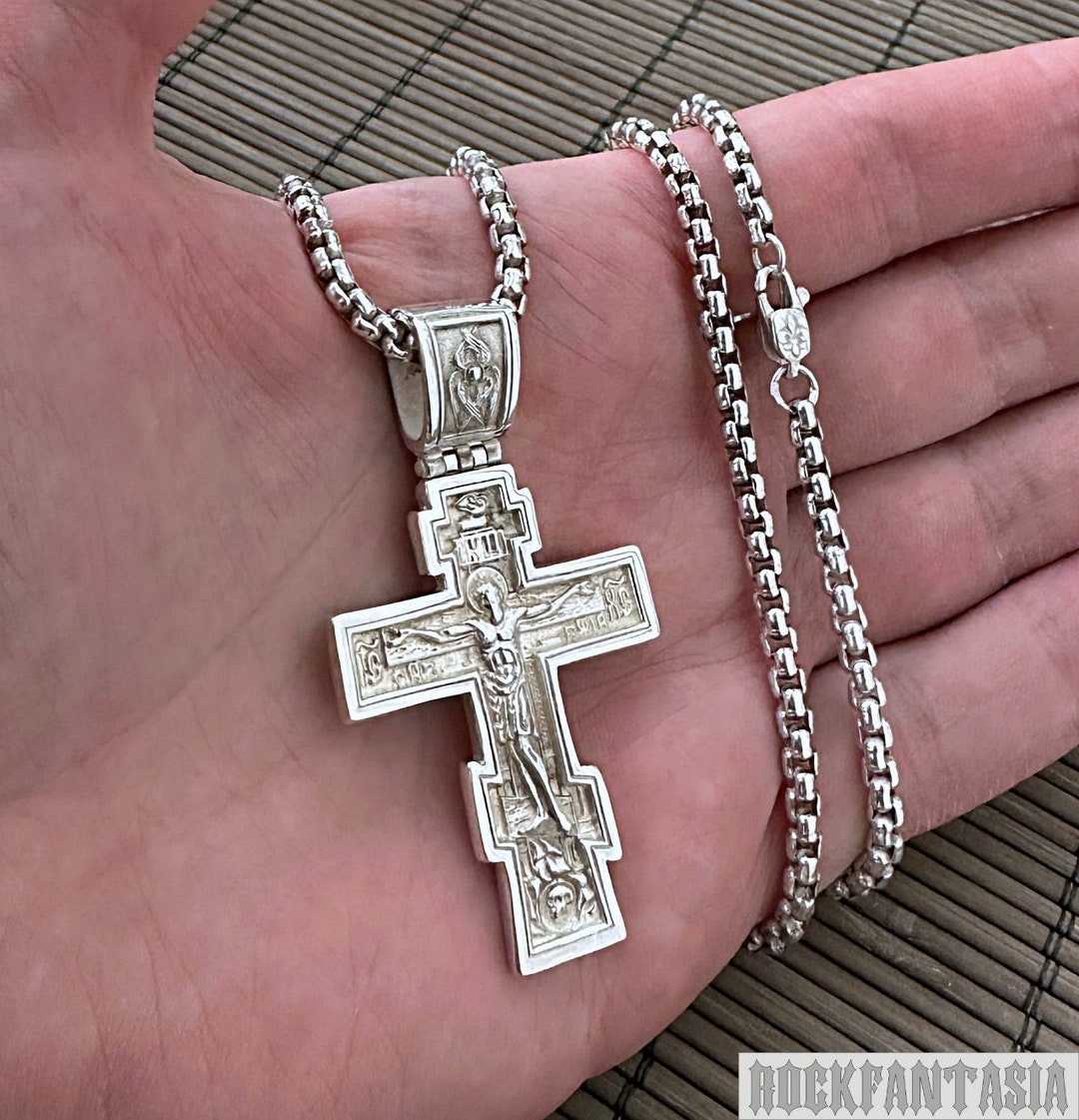 Christian Orthodox Crucifix Jesus Cross Greek 925 Sterling Silver ...