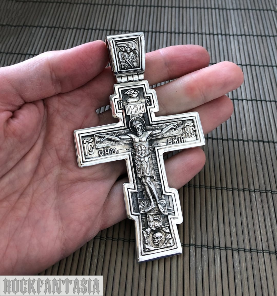 Big and Heavy Christian Orthodox Crucifix Jesus Cross Greek 925 ...