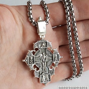 Cross 925 Sterling Silver Pendant Orthodox Christian, Free Gift Chain ...