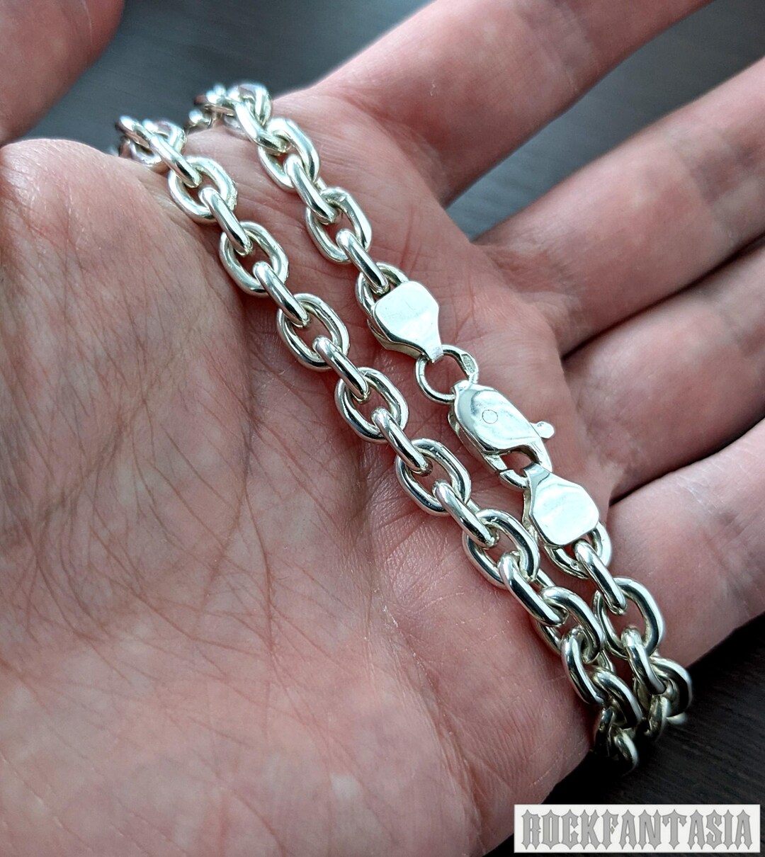 Anchor Round Links Chain Solid 925 Sterling Silver Necklace Mens Heavy ...