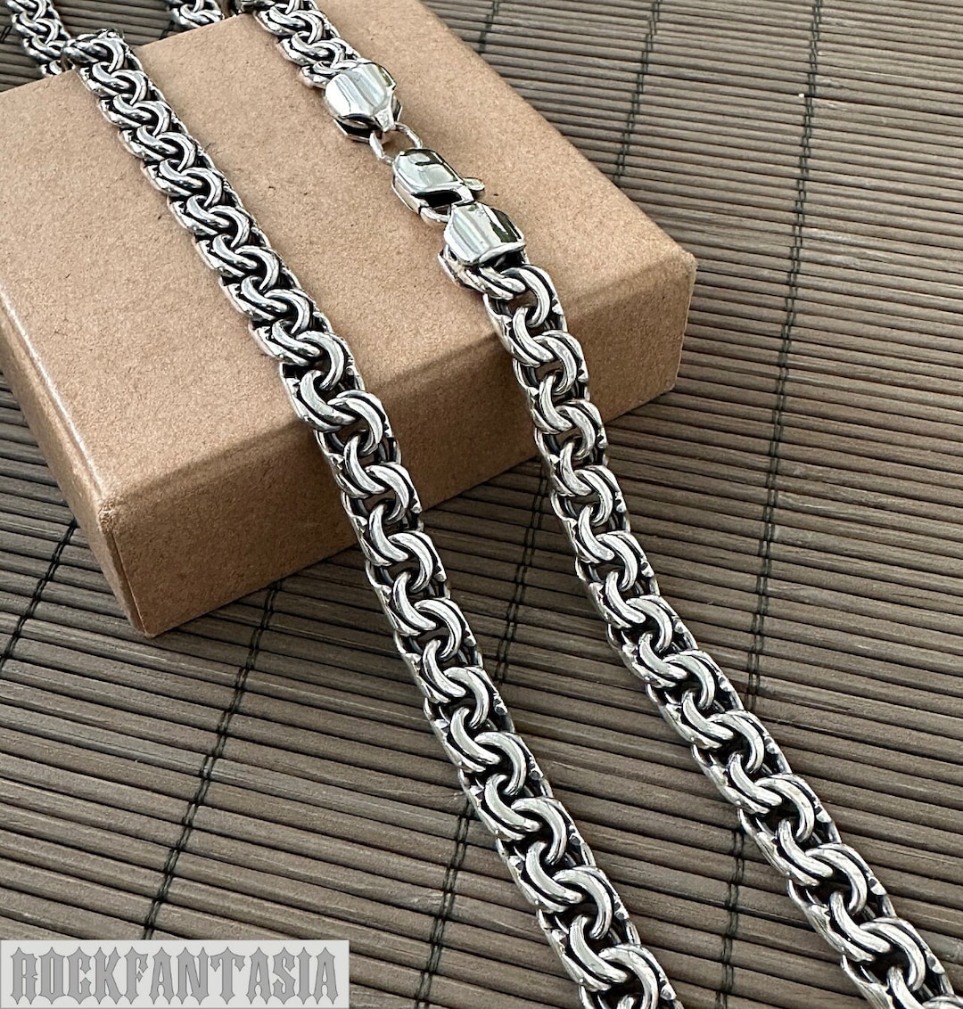 Woven Byzantine Solid 925 Sterling Silver Necklace Chain Mens Heavy ...