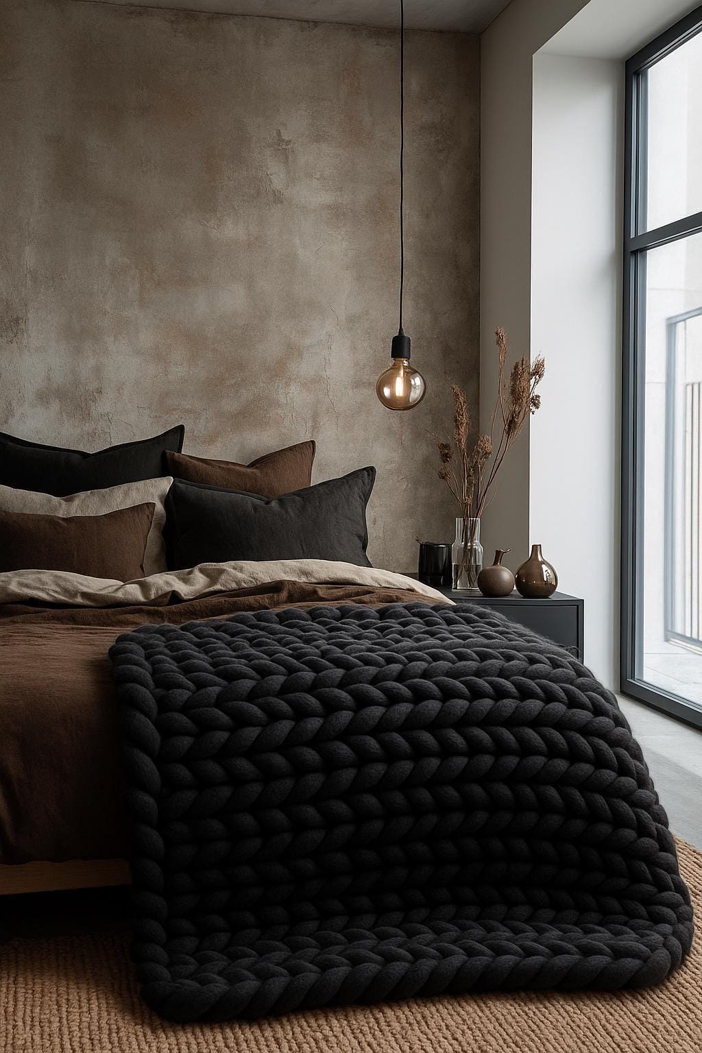 Black Chunky Knit Blanket Throw - Cozy Hygge Cabin Decor - Etsy
