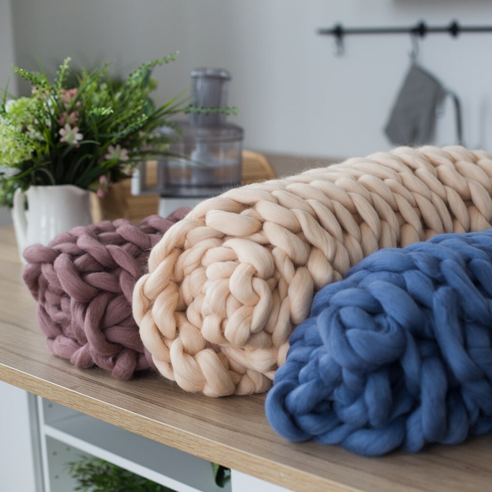 Braided Merino Wool Blanket Throw. Unique Home Decor Accent | Etsy