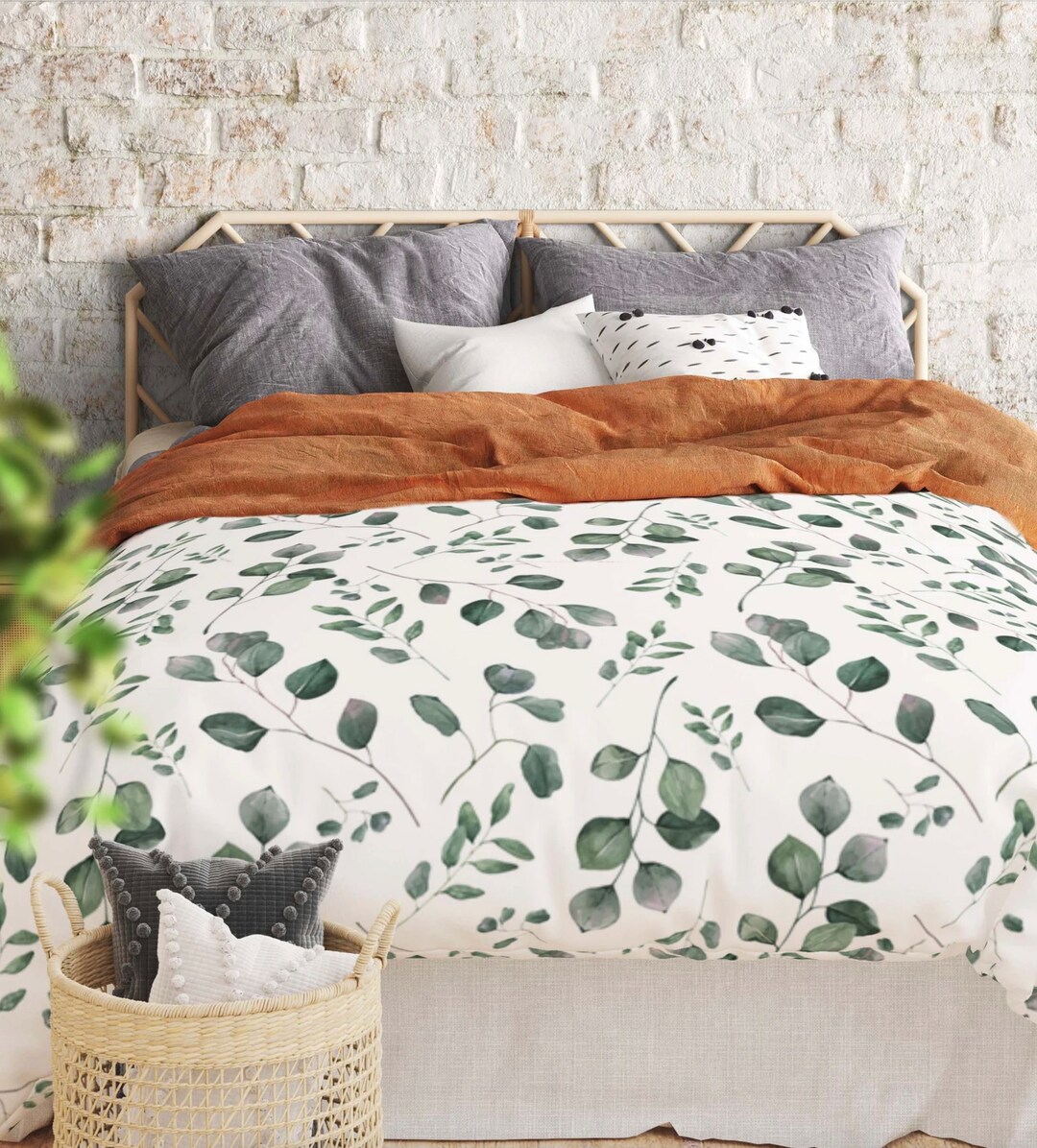 Watercolour Eucalyptus Duvet Cover Twin/queen. Farmhouse Home Decor - Etsy