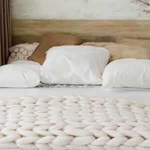 Braided Bed Runner Queen/king Size, Ivory Bed Scarf Throw, Knitted ...