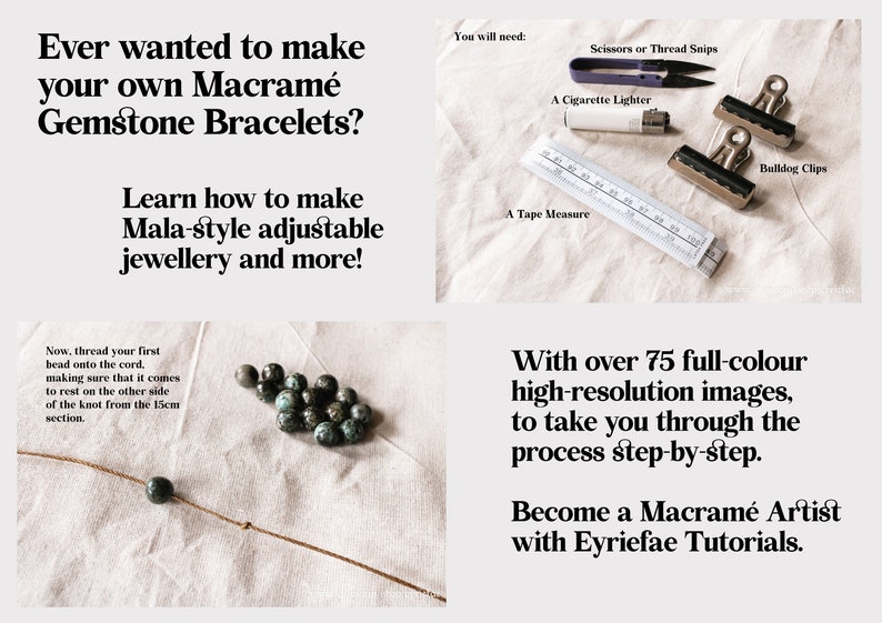 Gemstone Mala Bracelet: Micro Macrame Pattern (PDF Beginner's Guide) - Etsy