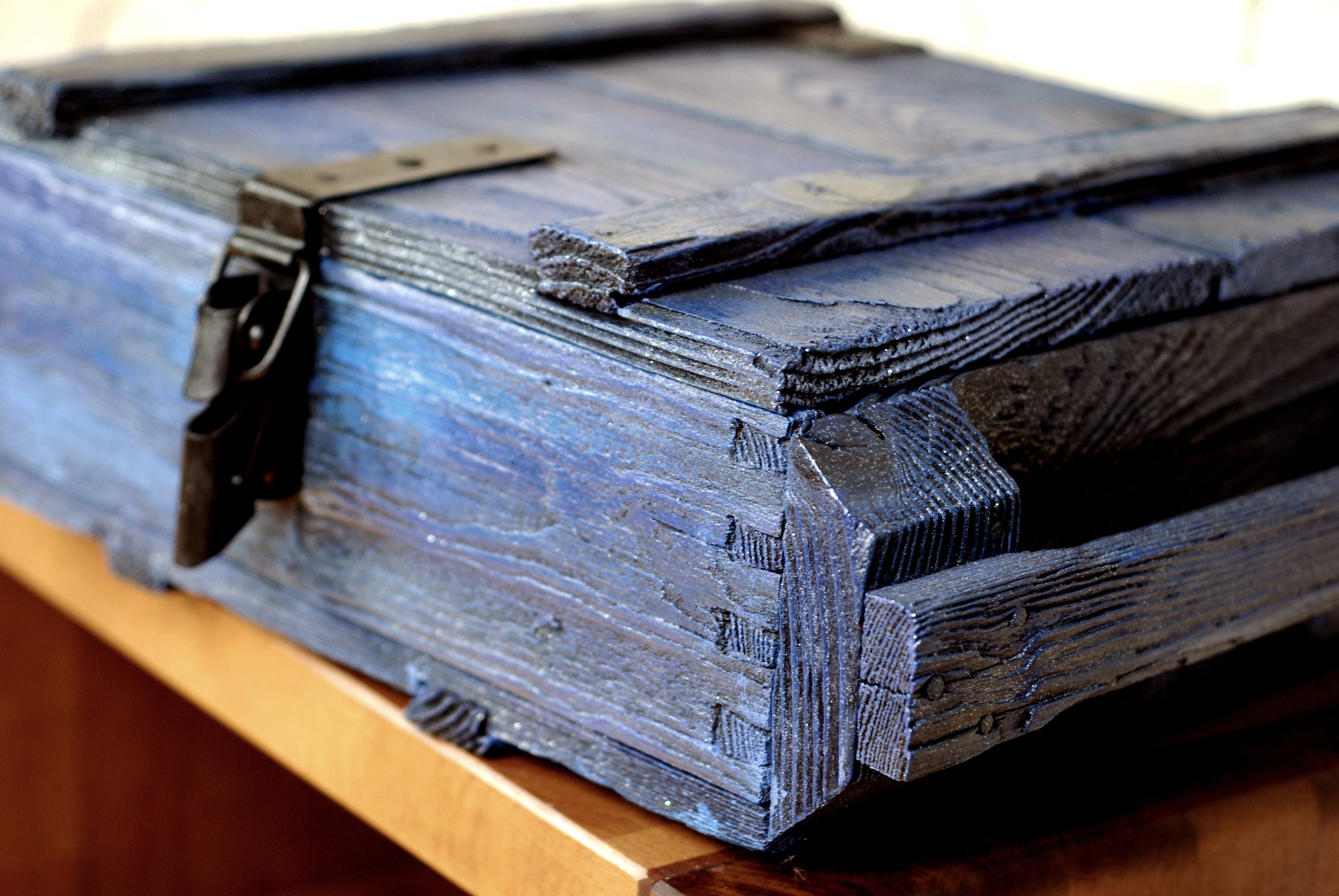 Vintage Painted Military Wooden Box Coffee Night Table Handmade Wood ...