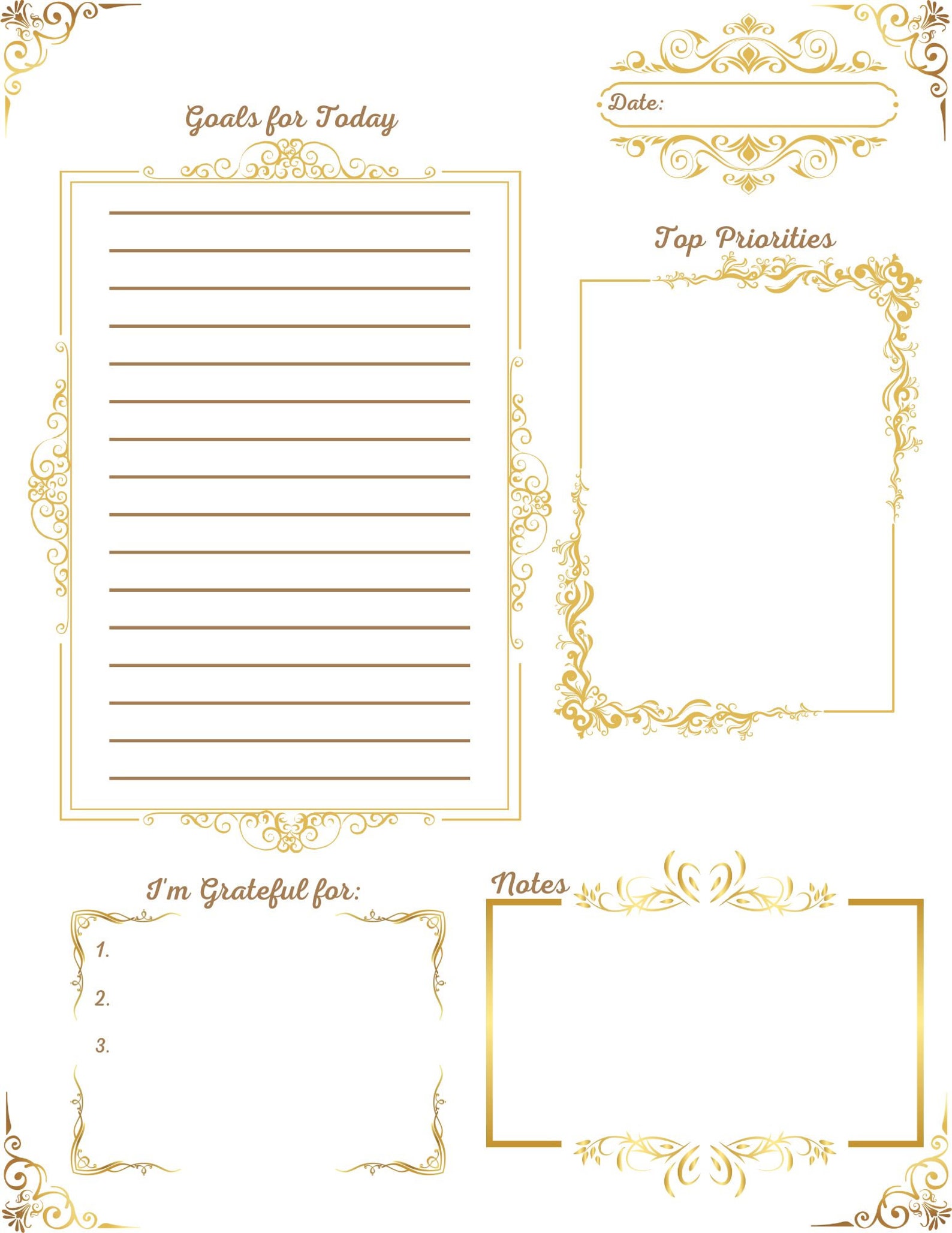 Vintage Inspired Gold Digital Daily Planner PDF Printable iPad - Etsy