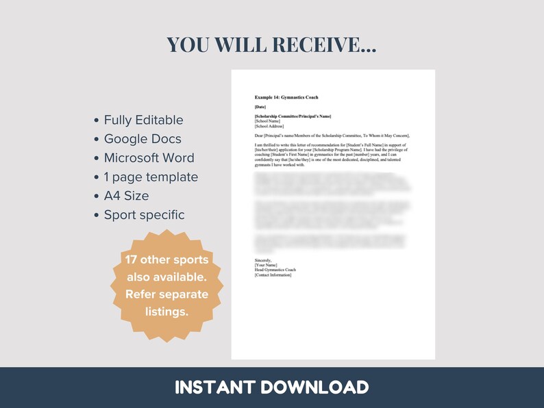 Gymnastics Coach Recommendation Letter Template - Professional ...