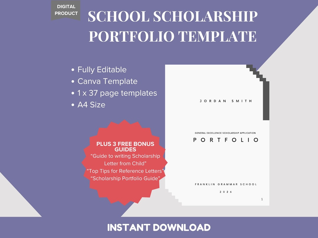 Scholarship Portfolio Template X 1 - Customisable - School & College ...