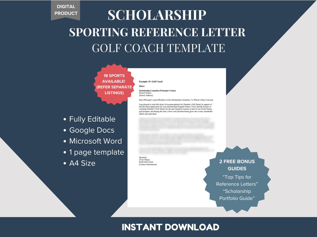 Golf Coach Recommendation Letter Template - Professional Character ...