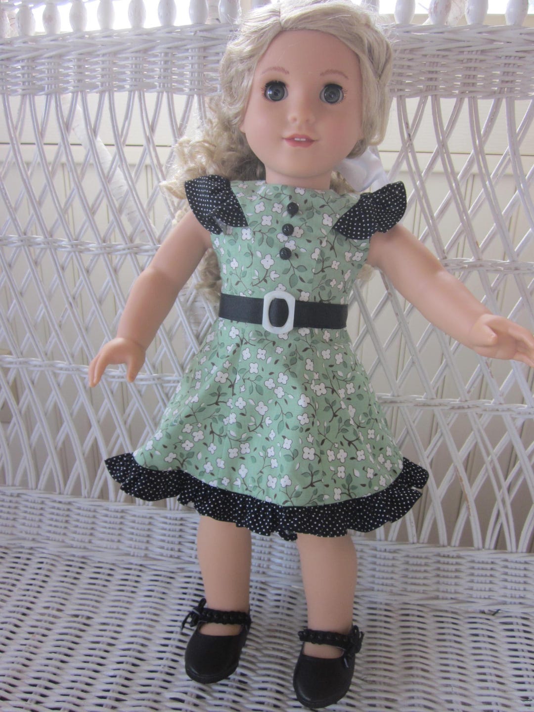 Depression Era Ruffled Doll Dress Handmade to Fit American Girl & Other ...