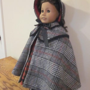 Victorian Era Doll Cape, Capelet and Bonnet Plaid Wool Blend Handmade ...