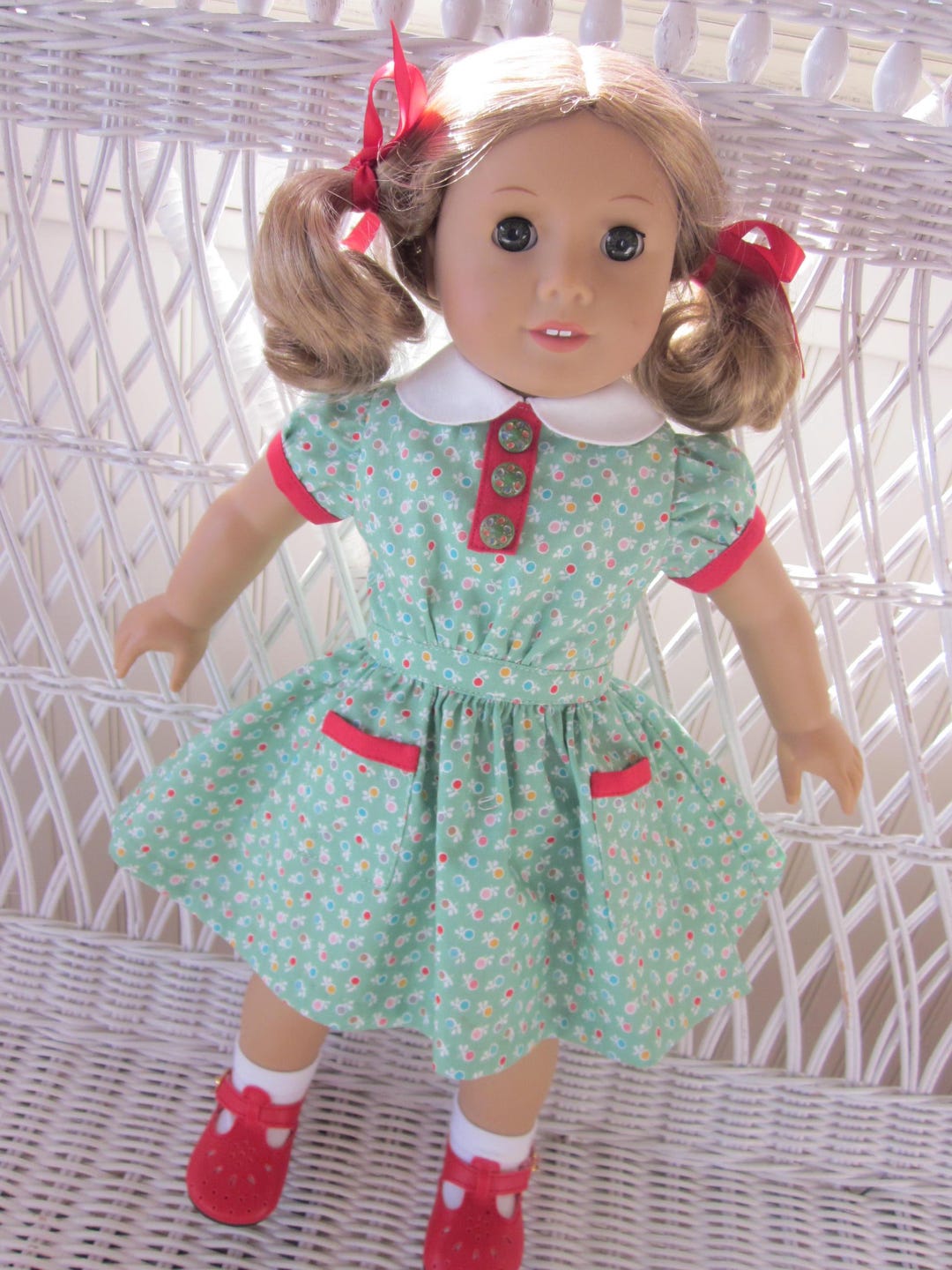 Vintage 1930's Doll Dress Handmade to Fit American Girls Like Kit ...