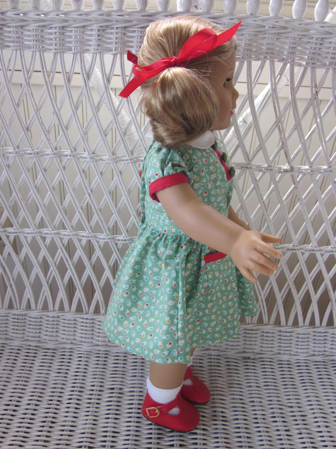Vintage 1930's Doll Dress Handmade to Fit American Girls Like Kit ...