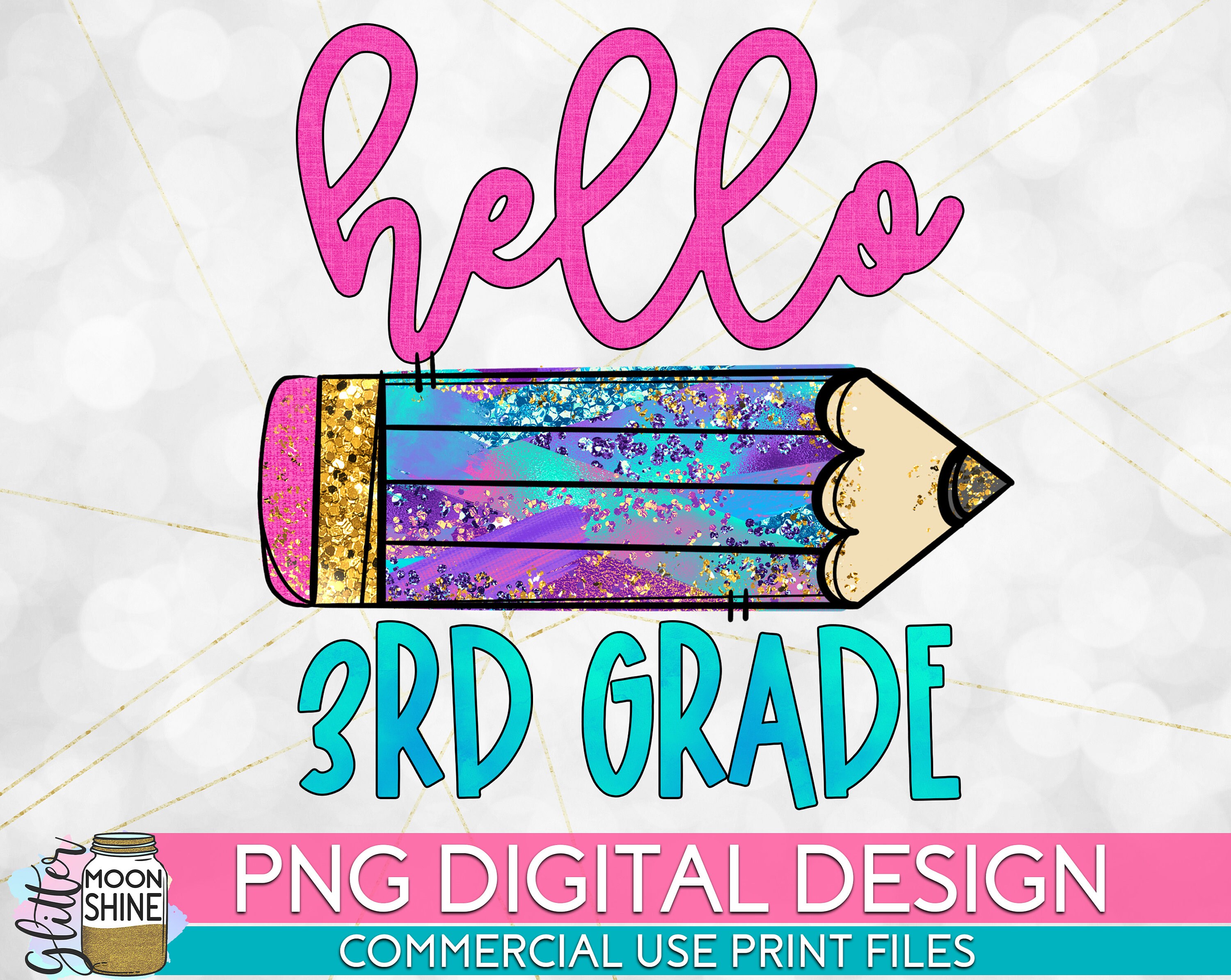 Hello 3rd Grade Colorful PNG Print File for Sublimation or - Etsy