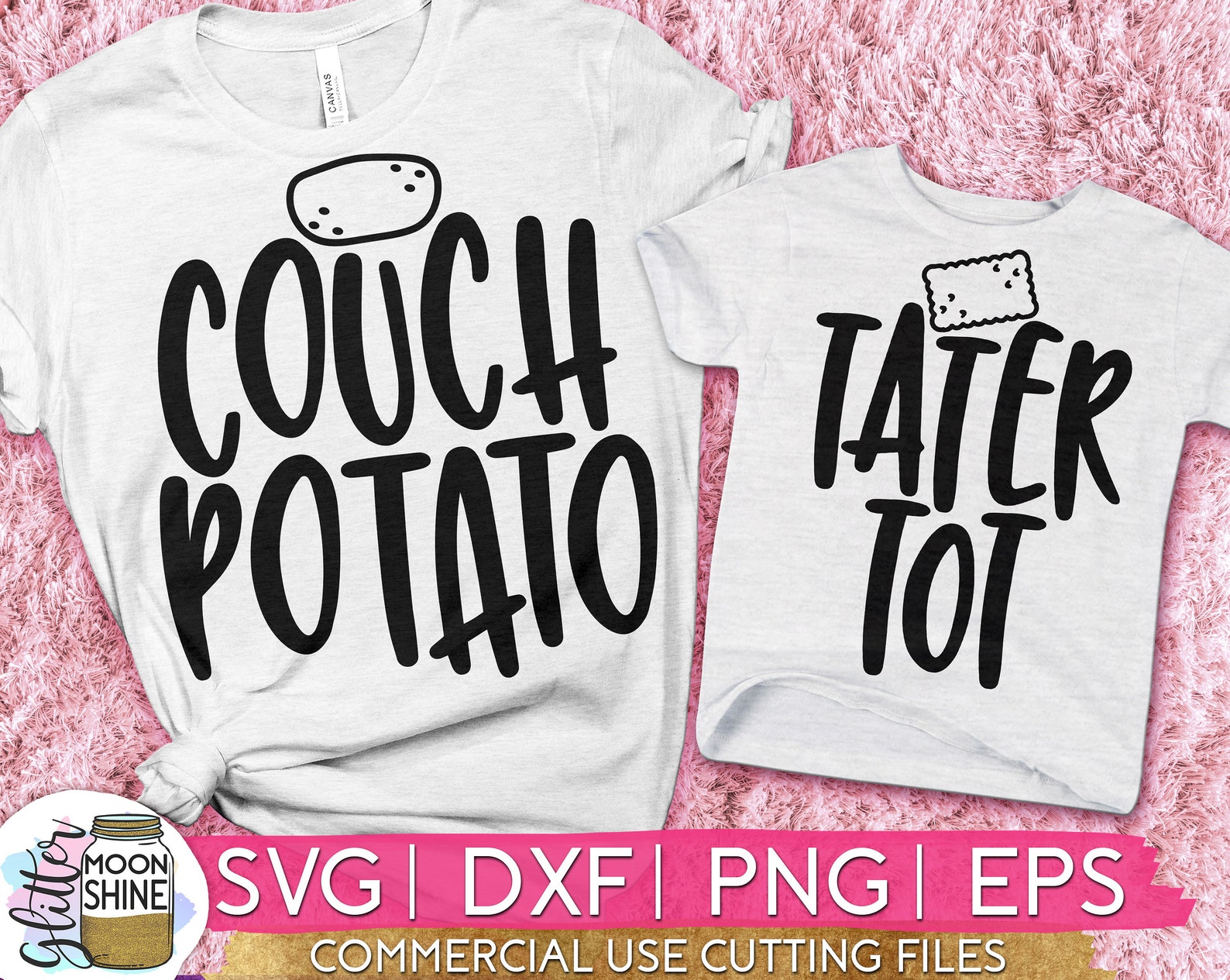 Couch Potato Tater Tot Set of 2 Svg Eps Dxf Png Files for - Etsy