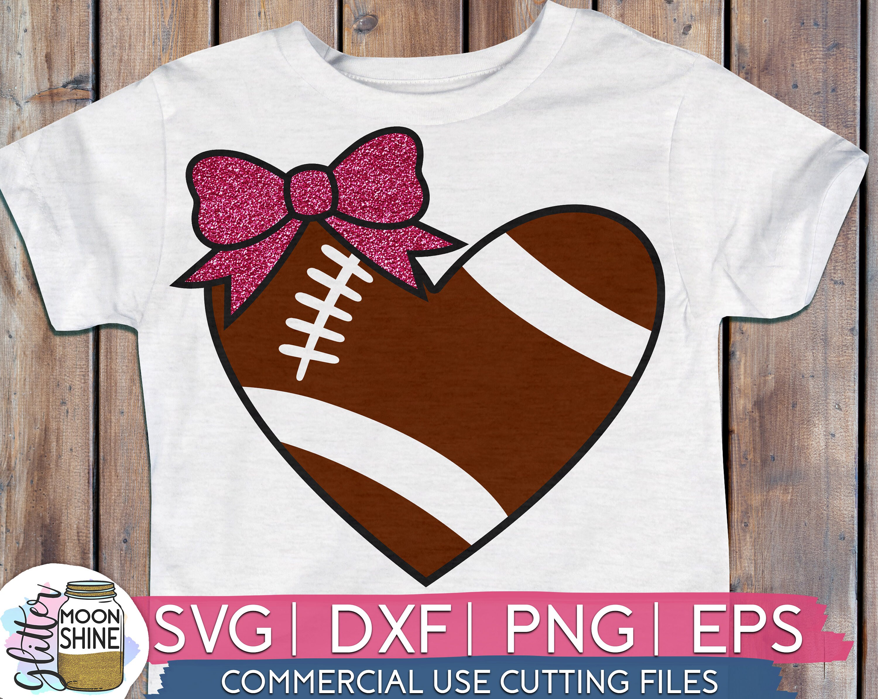 Football Heart Svg Eps Png Dxf Cutting Files for Silhouette | Etsy
