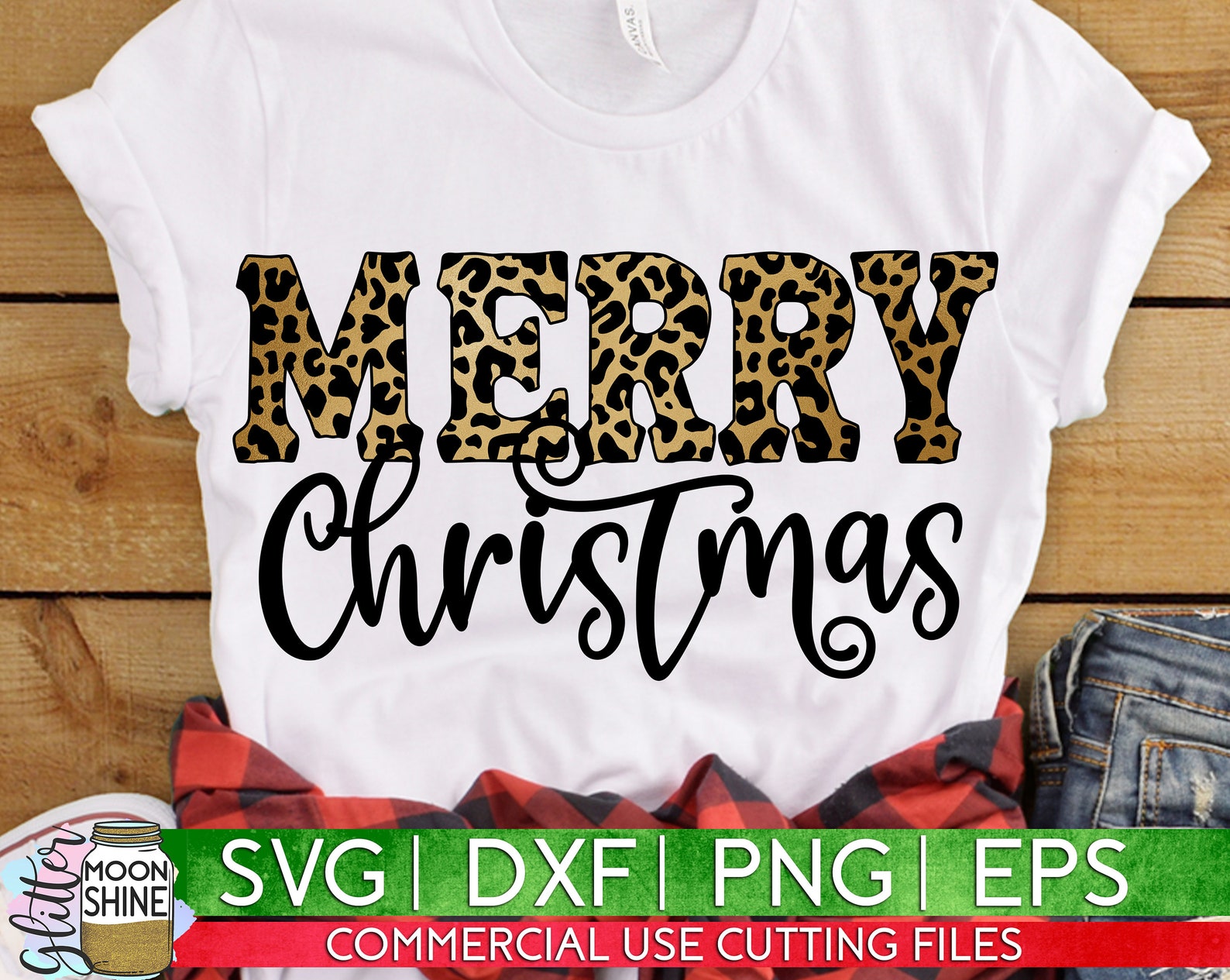 Merry Christmas Leopard Svg Eps Png Dxf Cutting Files for | Etsy