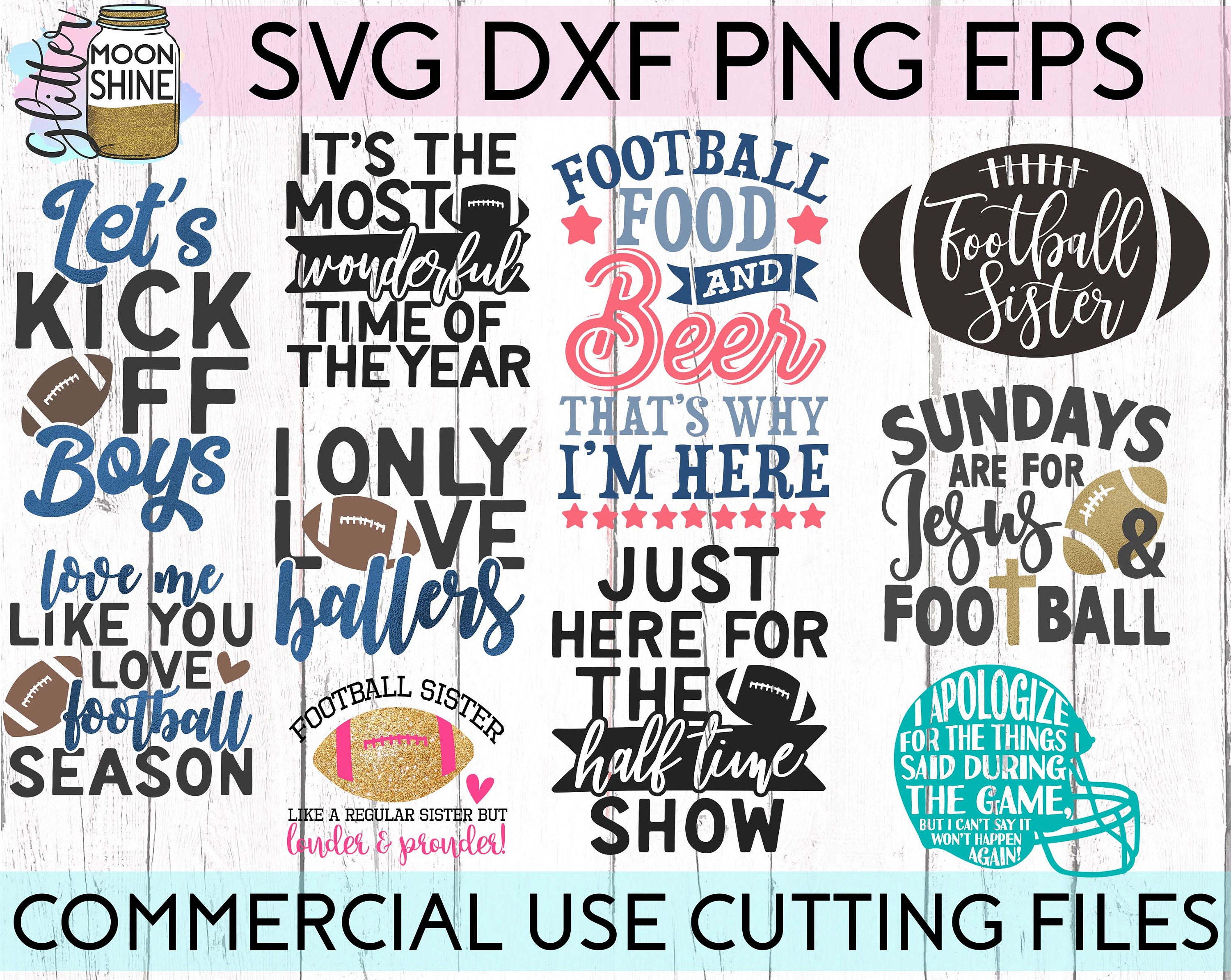 Funny Football Bundle of 32 Svg Eps Dxf Png Files for Cutting - Etsy