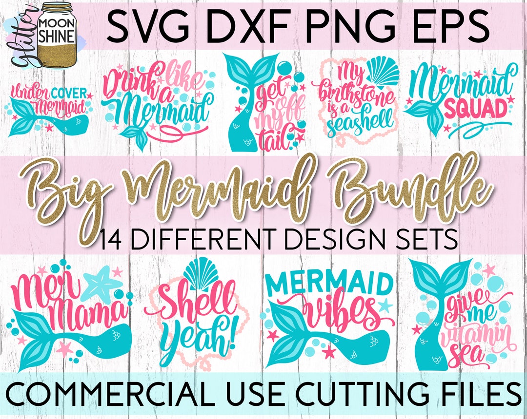Mermaid Bundle of 14 Svg Eps Dxf Png Files for Cutting Machines Cameo ...