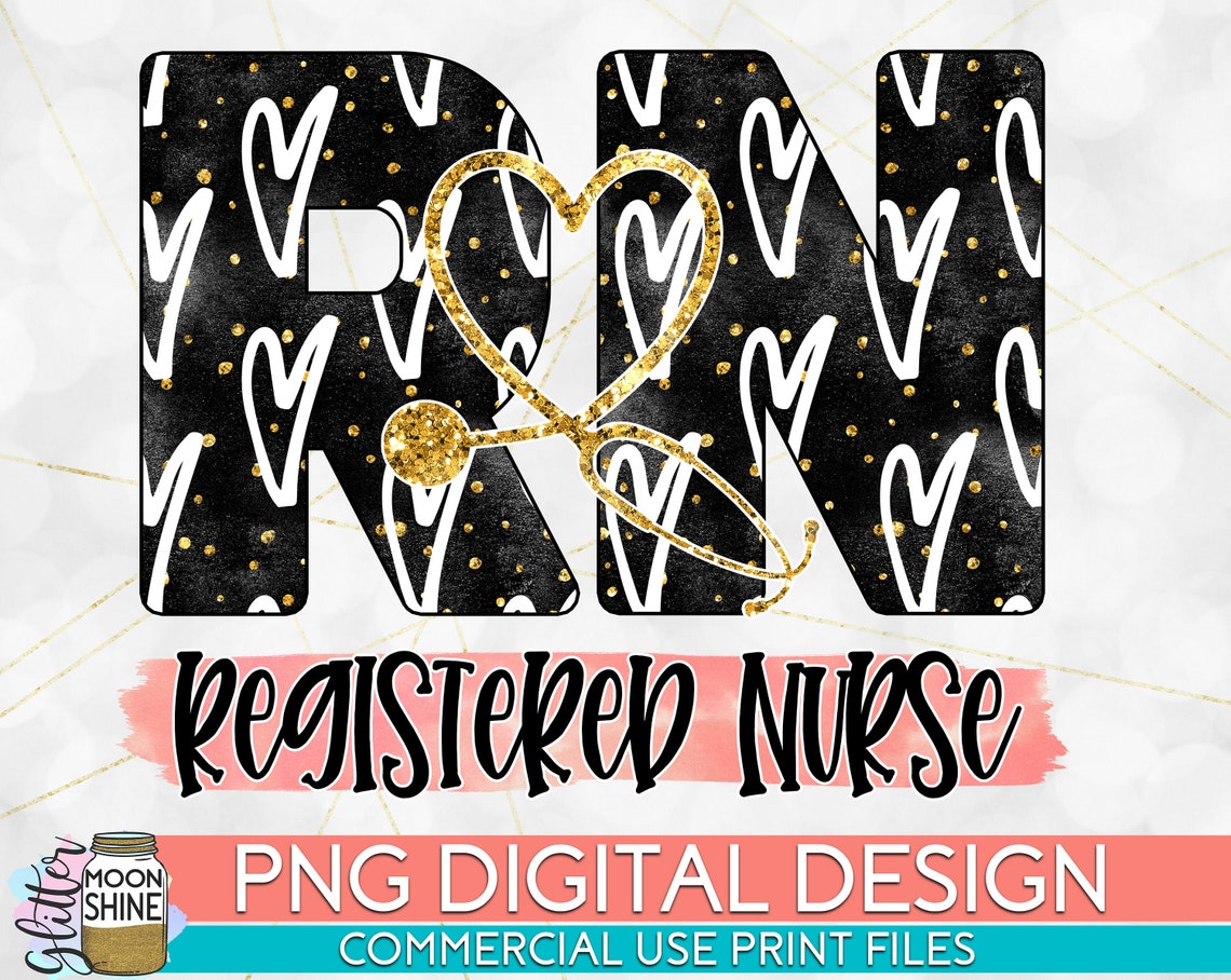 RN Nurse Hearts PNG Print File for Sublimation or Print DTG - Etsy
