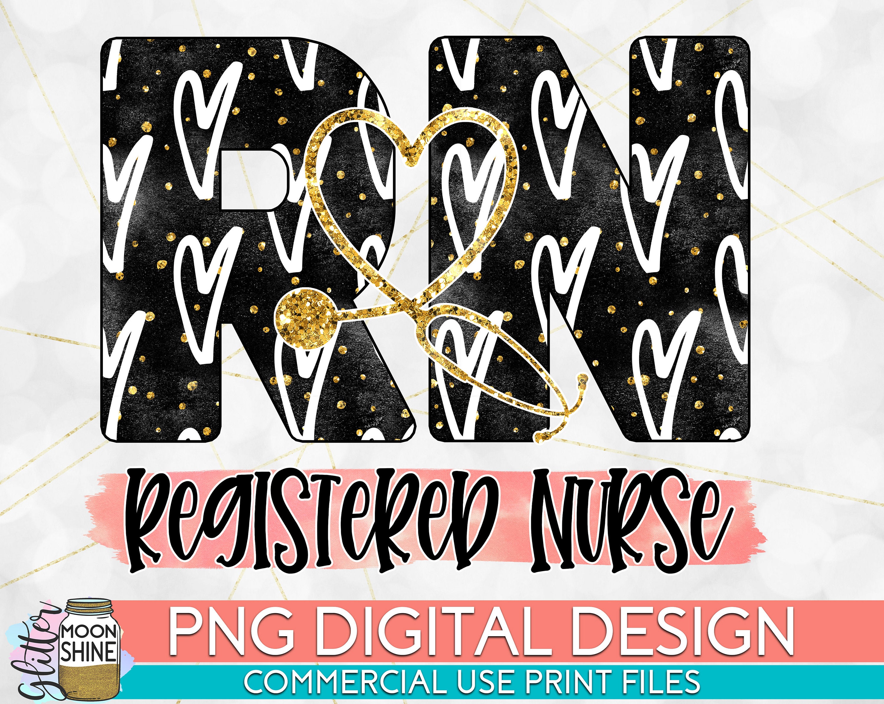 RN Nurse Hearts PNG Print File for Sublimation or Print DTG - Etsy