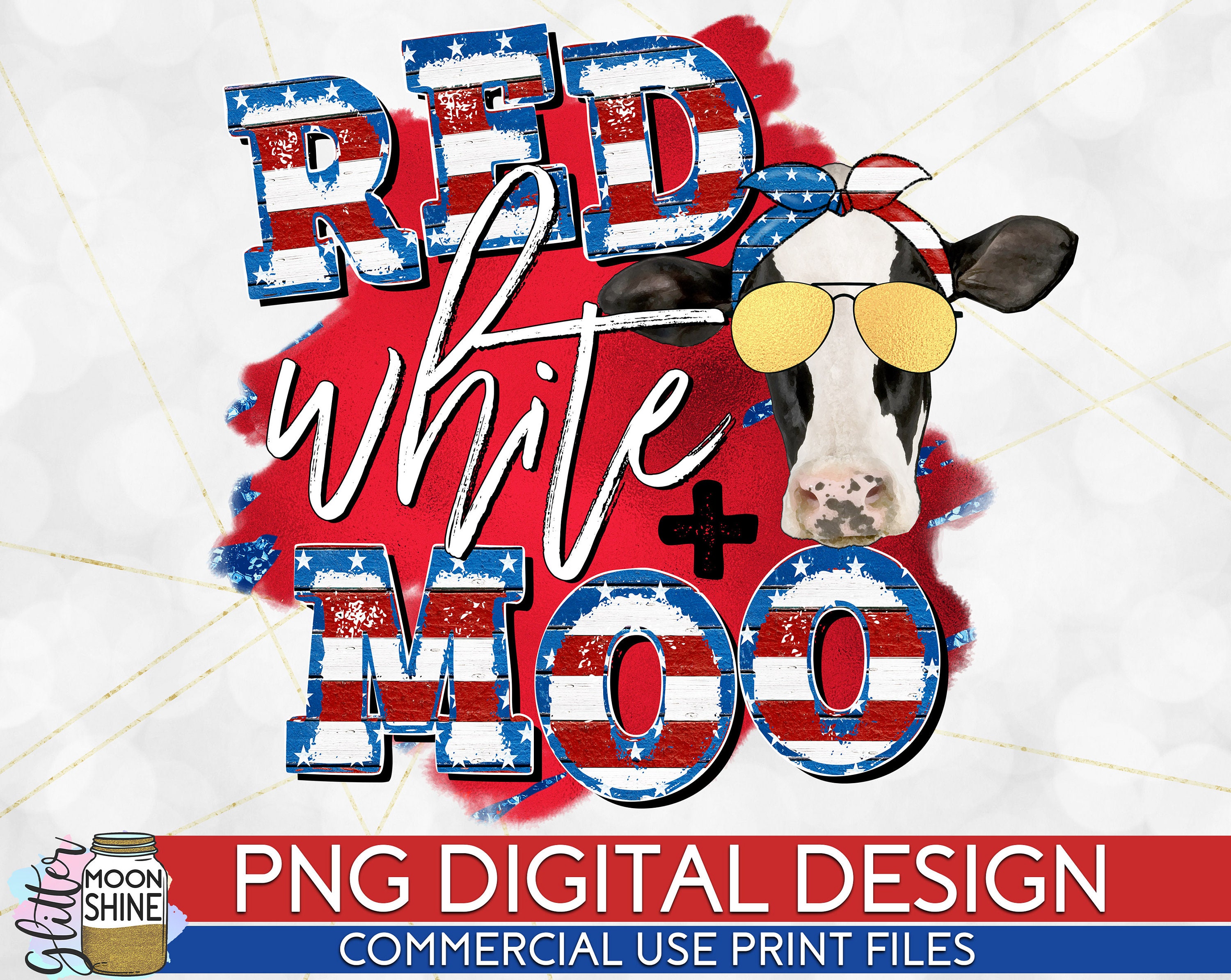 Red White & Moo PNG Print File for Sublimation or Print Retro - Etsy