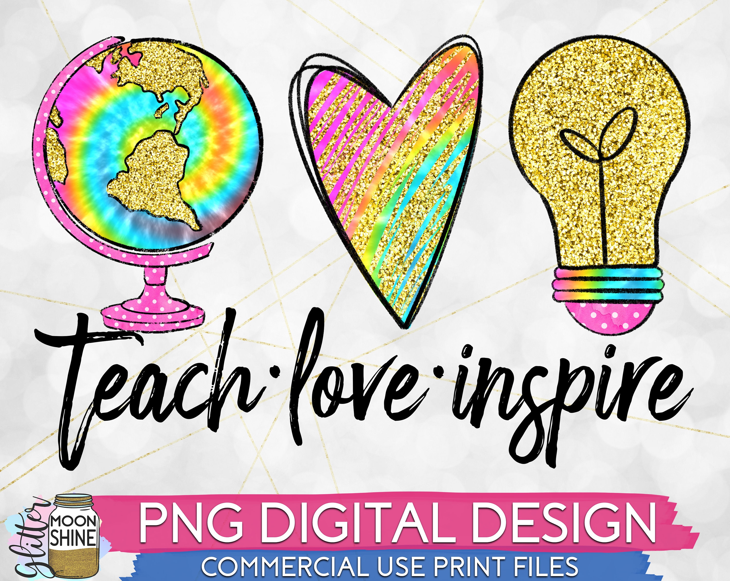 Teach Love Inspire Tie Dye PNG Print File for Sublimation or - Etsy