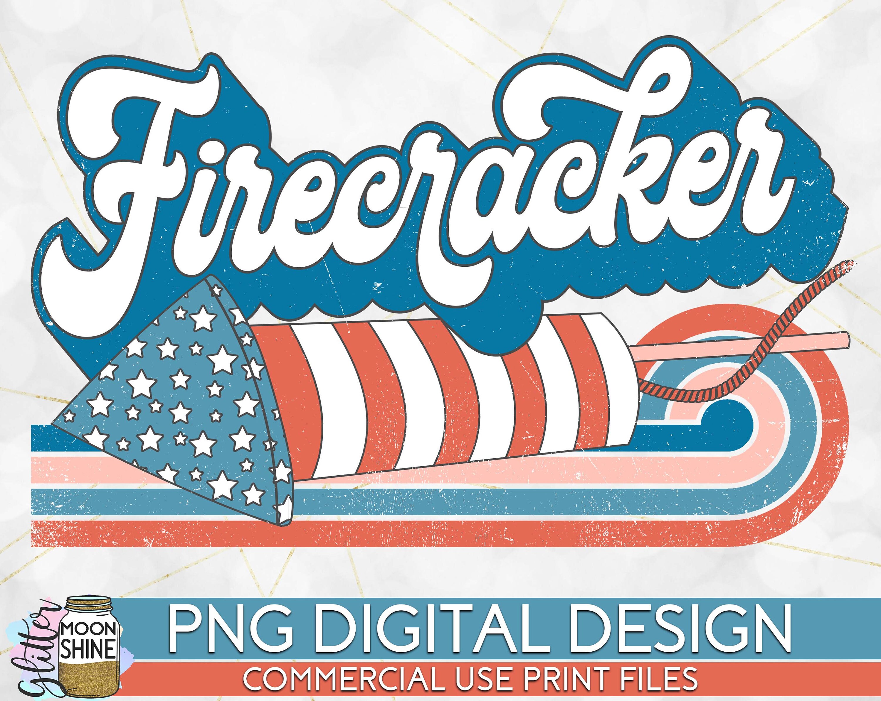 Firecracker Retro Stripes PNG Print File for Sublimation or - Etsy