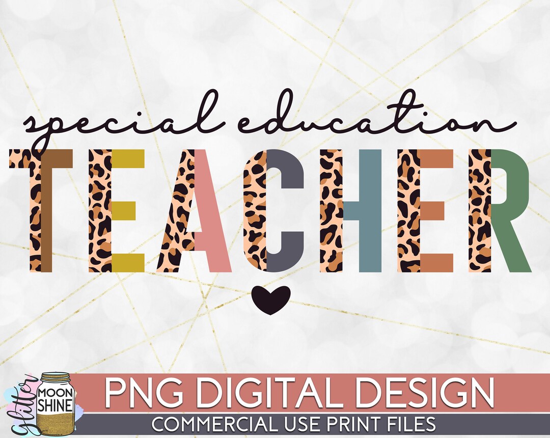Special Education Teacher Half Leopard PNG Print File for Sublimation ...