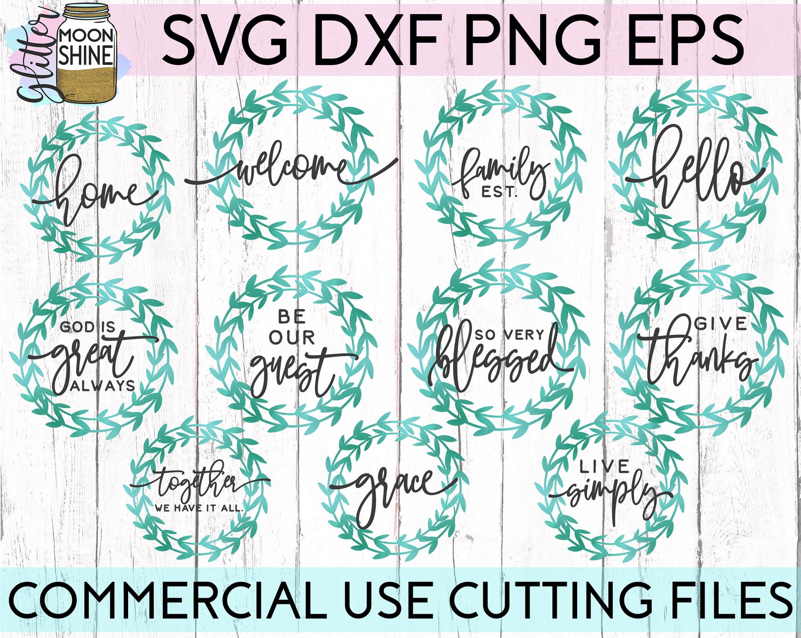 Rustic Wreath Bundle of 46 Svg Eps Dxf Png Files for Cutting | Etsy