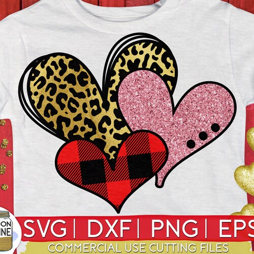 Triple Hearts Valentine's Svg Eps Png Dxf Cutting Files | Etsy