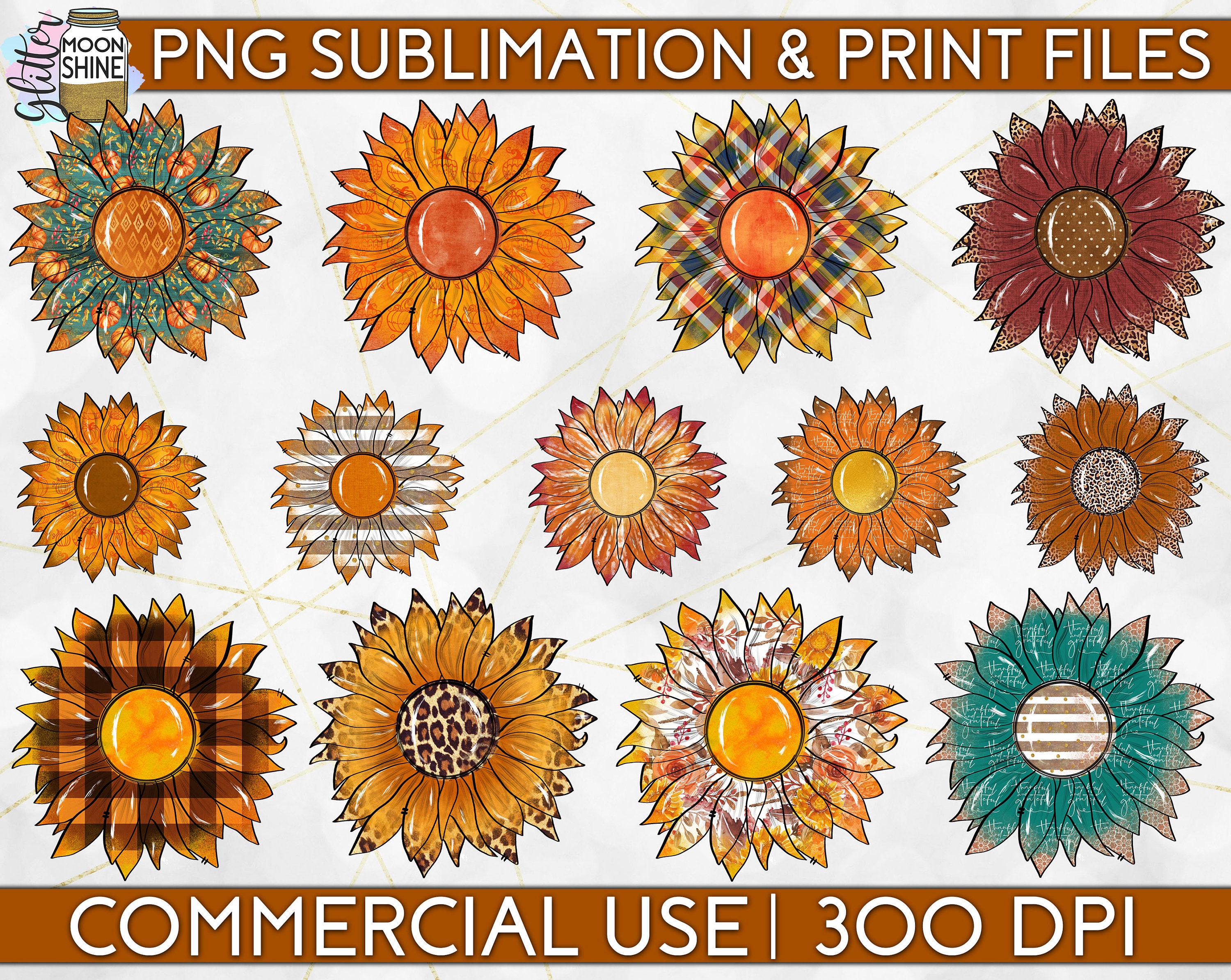 Fall Sunflower Bundle of 21 PNG Print File for Sublimation or - Etsy