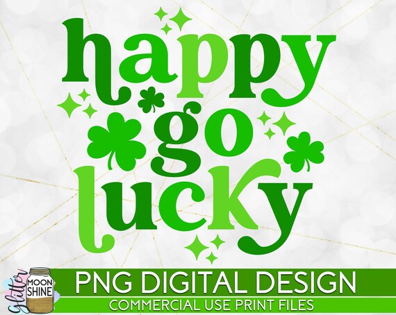 Happy Go Lucky Retro PNG Print File for Sublimation or Print | Etsy