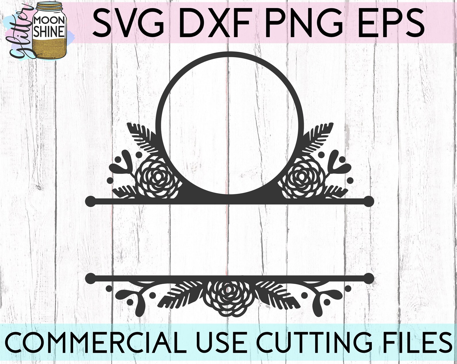 Floral Split Monogram Frame Svg Eps Dxf Png Files for Cutting | Etsy